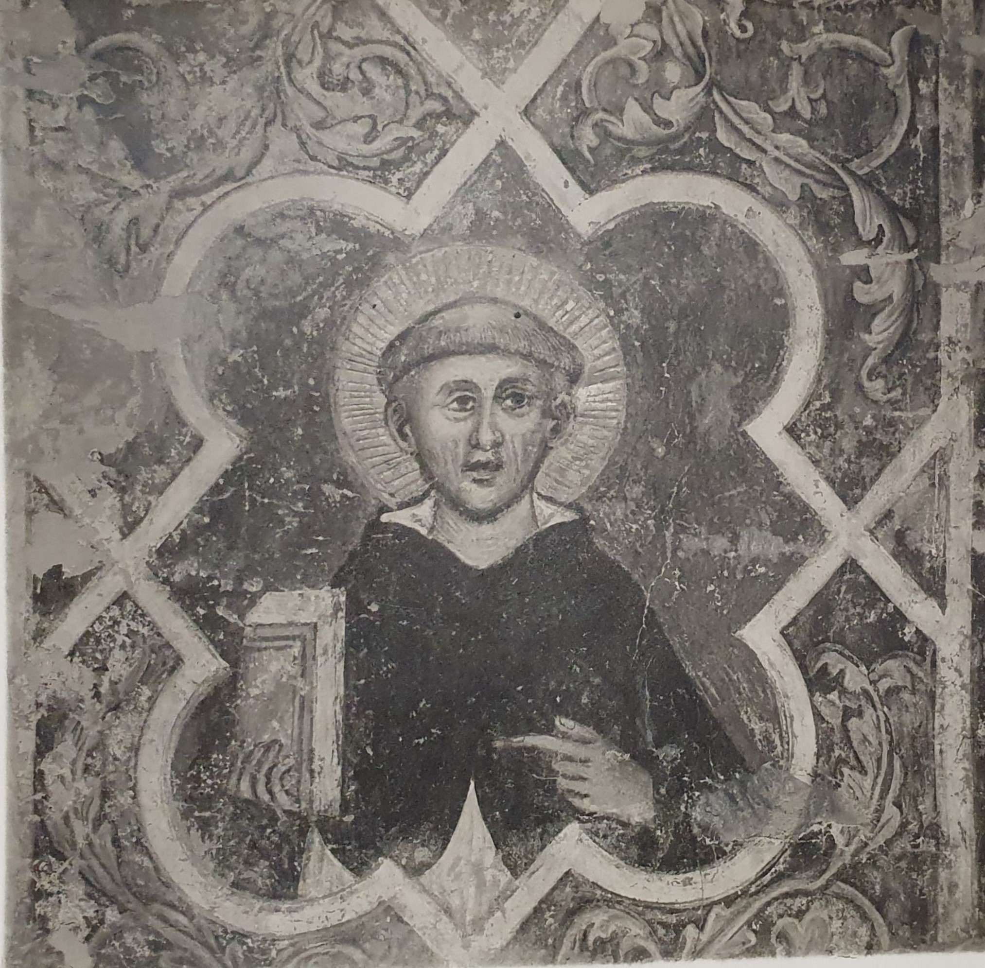 3. Particolare dell'affresco raffigurante i santi in una fotografia ...